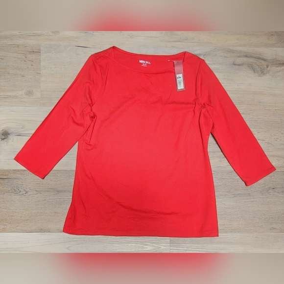 Merona | Tops | Womens Merona Red Soft Stretch 34 Sleeve Top Sz Xl Bin ...